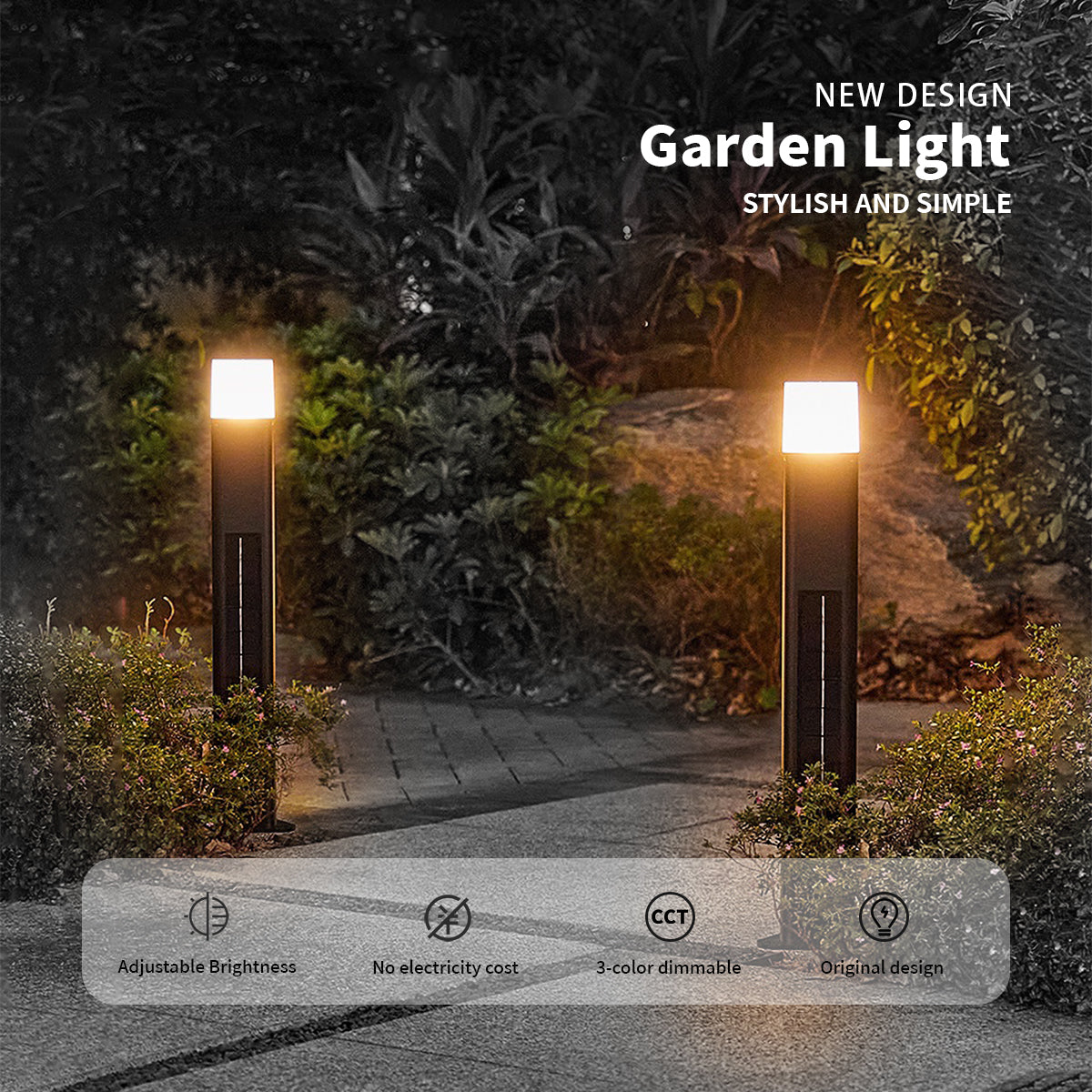 3-in-1 Solar Bollard Light PT0730: Motion Sensor & Versatile Design